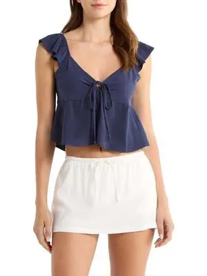 PACSUN Keyhole Babydoll Tank - Navy