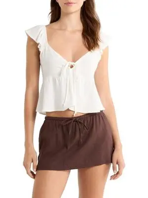 PACSUN PacSun Keyhole Babydoll Tank White