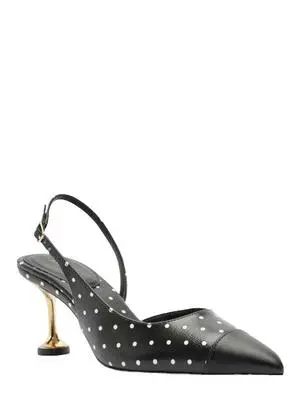 AREZZO Meryl Pointed Toe Slingback Pump With Metallic Stiletto Heel - Black