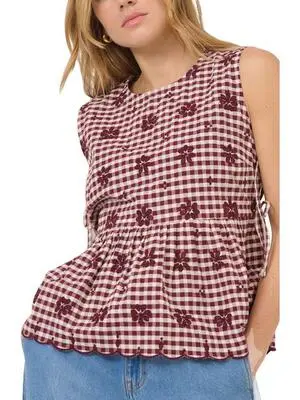 NOBODY'S CHILD Valerie Peplum Hem Top - Red
