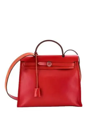 Hermès Herbag Zip Berline Vache Canvas And Leather 31 Red