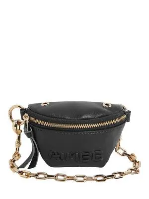 AIMEE AIMEE Zip Sling Leather Bag Charm Black