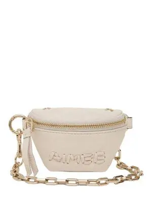 AIMEE Zip Sling Leather Bag Charm - Limestone