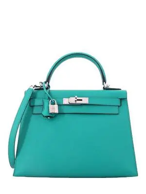 Hermès Kelly Handbag Epsom With Palladium Hardware 28 - Blue