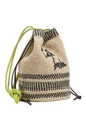 Bimba Y Lola Medium Raffia Bucket Bag - Natural