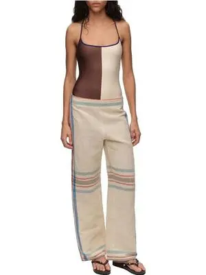 BIMBA Y LOLA Bimba Y Lola Linen Blend Striped Ankle Length Trousers