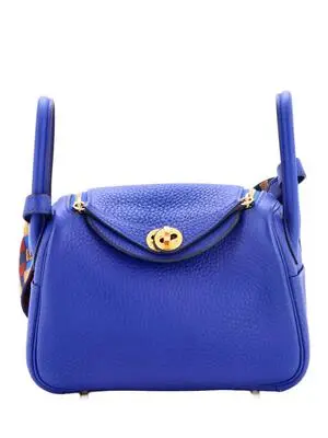 Hermès Lindy Quadrille Bag Clemence With Canvas Mini - Blue