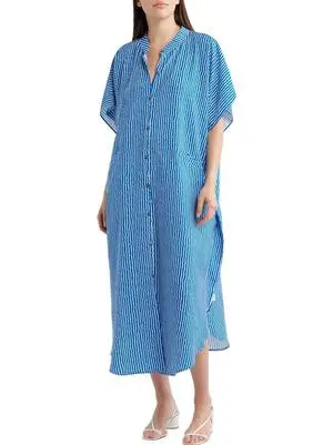 NIKKI LUND Tatjana Stripe Shirtdress - Blue
