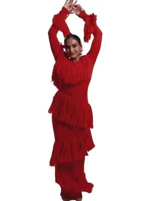 OFUURE Igho Sequin Fringe Maxi Dress - Red
