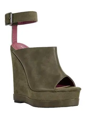 AZALEA WANG Tana Platform Ankle Strap Sandal - Olive