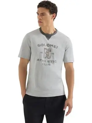 Brunello Cucinelli Cotton Jersey Crew Neck T-shirt With Print - Grey