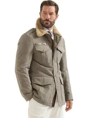 Brunello Cucinelli Brunello Cucinelli Waxed Techno Cotton Safari Jacket With Thermore® Padding Medium Grey