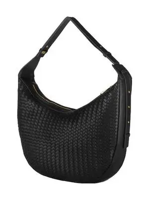 YOUZEY Crescent Woven Shoulder Bag - Black
