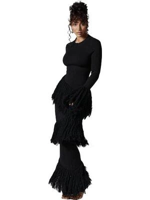 OFUURE Eme Sequin Fringe Maxi Dress - Black