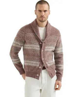 Brunello Cucinelli Alpaca Blend Nordic Jacquard Cardigan - Red