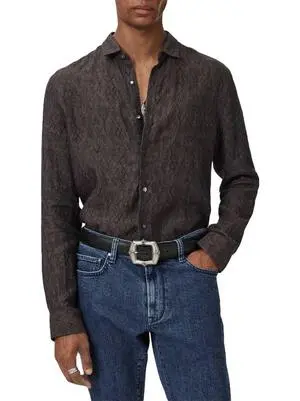 John Varvatos Thompsom Linen Button-up Shirt - Black