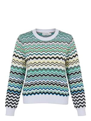 VIVA K Crochet Chevron Pullover Sweater - Mint Multi