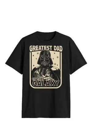 STAR WARS: A NEW HOPE Vader Greatest Dad In The Galaxy Short Sleeve Graphic T-shirt - Black