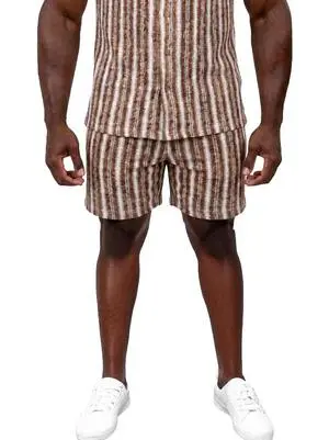 MACEOO Textured Knit Drawstring Shorts - Brown