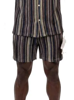 MACEOO Textured Knit Drawstring Shorts - Brown