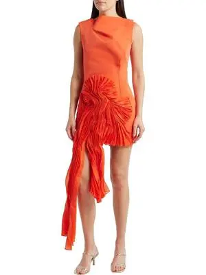 Acler Aberleigh Drape Cocktail Minidress - Chilli