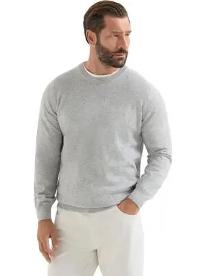 Brunello Cucinelli Ribbed Cashmere Crewneck Sweater - Pebble