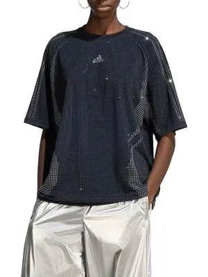 ADIDAS ORIGINALS Teamgeist Oversized Rhinestone T-shirt - Black
