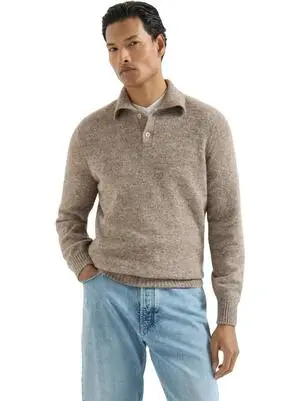 Brunello Cucinelli Alpaca, Cashmere, And Wool Polo Shirt - Medium Grey
