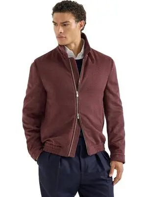 Brunello Cucinelli Virgin Wool Beaver Cloth Bomber Jacket With Zipper - Burned