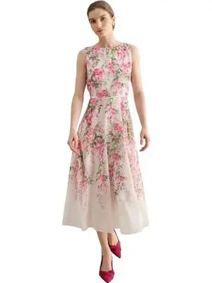 HOBBS LONDON Floral Fit And Flare Midi Dress - Ivorymulti