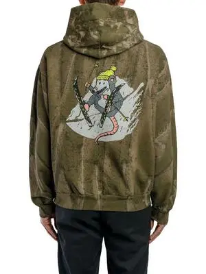 VARDAGEN Slalom Possum Drip Dye Heavyweight Hoodie - Olive