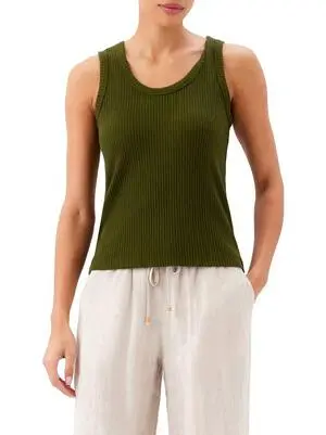 Karen Kane Scoop Neck Rib Tank - Olive