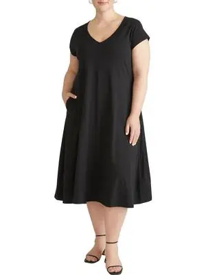 Universal Standard Danna Jersey V-neck Midi Dress - Black