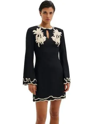 MALINA Henny Embroidered Mini Dress - Black