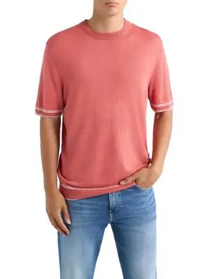 BOSS BOSS Norberto Linen Blend Short Sleeve Sweater Medium Red