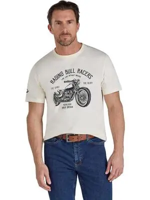 RAGING BULL Rb Racers Printed T-shirt - Cream
