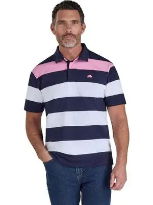 RAGING BULL Irregular Stripe Rugby T-shirt - Navy