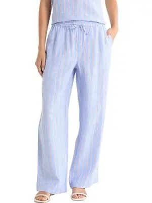 Tommy Bahama Sea Salt Bay Stripe Linen Drawstring Pants - Grape Pools