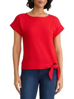 Jones New York Textured Dolman Top With Side Tie - Rouge