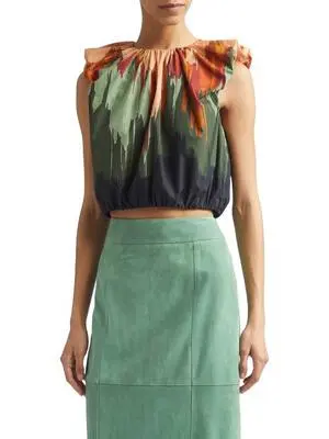 Ulla Johnson Gracie Cotton Crop Top - Agate
