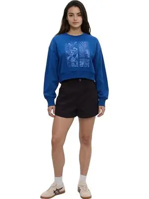 TENTREE Framed Haitian Blooms Oversized Crop Crew - Nightfall/high Tide