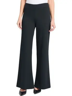 Ming Wang Deco Wide Leg Stretch Crepe Pants - Black