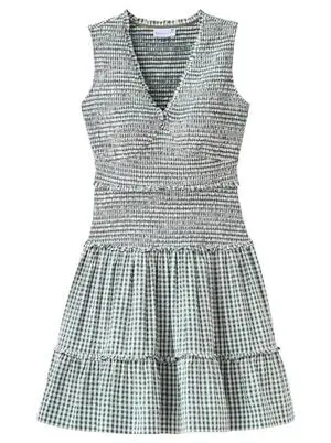 CARTOLINA Rhett Gingham Smocked Mini Dress - Moss