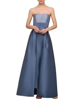 KAY UNGER Kay Unger Strapless Two-Tone Mikado Gown