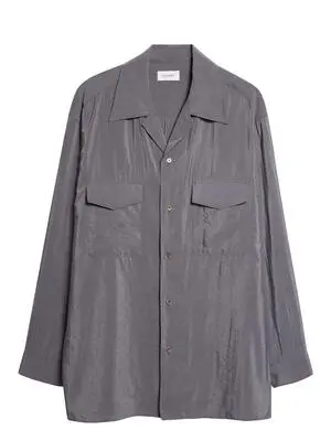 LEMAIRE Dry Silk Blend Button-up Shirt - Aluminium