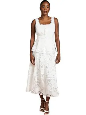COAST Coast Peplum Hem Button Down Lace Midi Dress