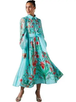 Coast Border Print Organza Shirt Dress - Mint