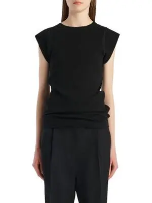 Khaite Angel Cotton Rib Top - Black