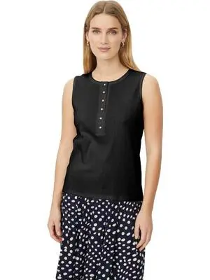 MASAI COPENHAGEN Sleeveless Henley Vest Top - Black