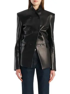 KHAITE Khaite Rolo Double-Breasted Lambskin Leather Jacket